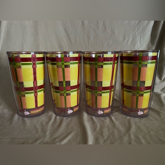 Dining | Set Of Four 16 Oz Plaid Fiesta Tervis Tumbler Cups | Poshmark